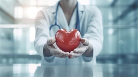 Premium Ai Image Cardiologist Doctor Holding A Red Heart In His Hands