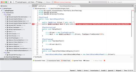 c error cs0246 the type or namespace name webdriverwait could not