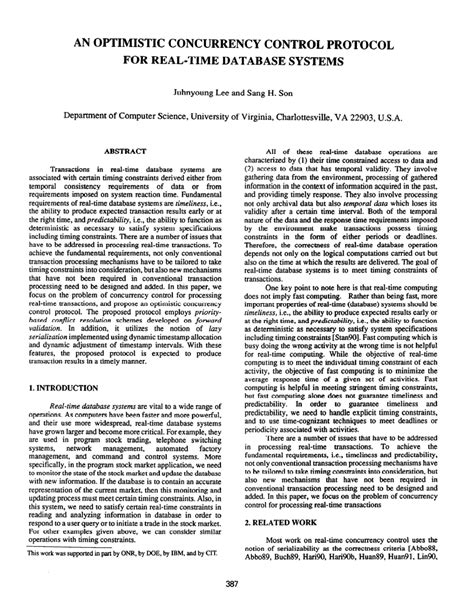pdf an optimistic concurrency control protocol for real time database