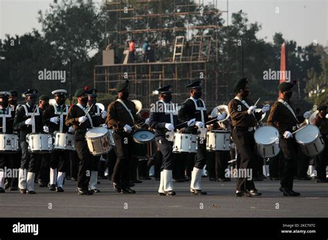 Indian Armed Force Personnel During The Beating Retreat Ceremony