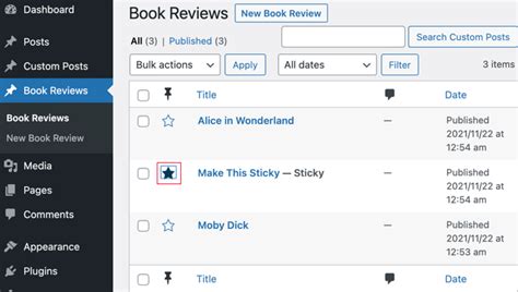 how to add sticky posts in wordpress custom post type archives