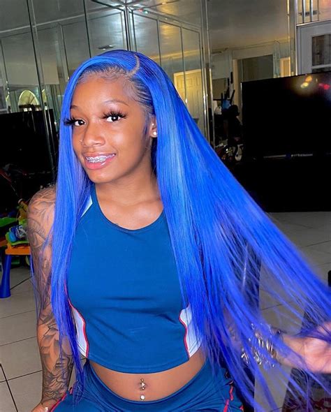 Carina Customized Blue Wigs Brazilian Remy Silky Straight Human Hair