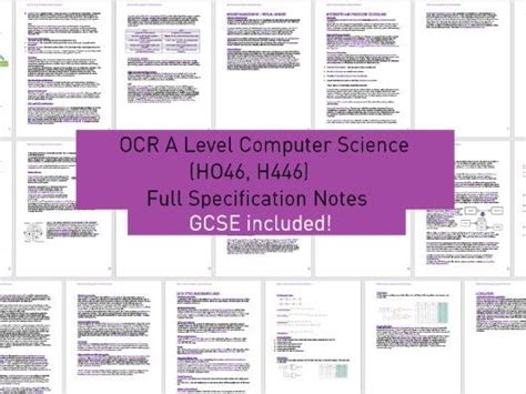ocr a level computer science revision notes by shortfinmako teaching
