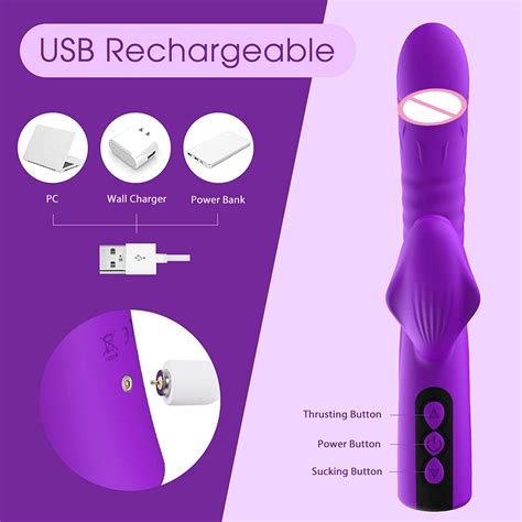 Thrusting Usb Rechargeable Waterproof Double Ears Soft G Spot Silicone