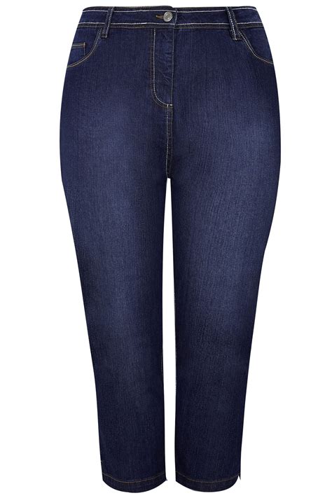 Indigo Blue Cropped Denim Jeans Plus Size 16 To 36 Yours Clothing