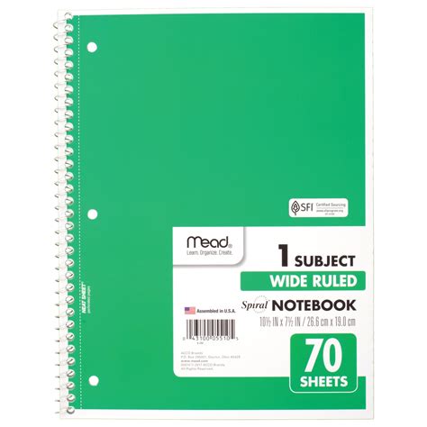 Mead 1 Subject Wide Ruled Spiral Notebook Deal Brickseek