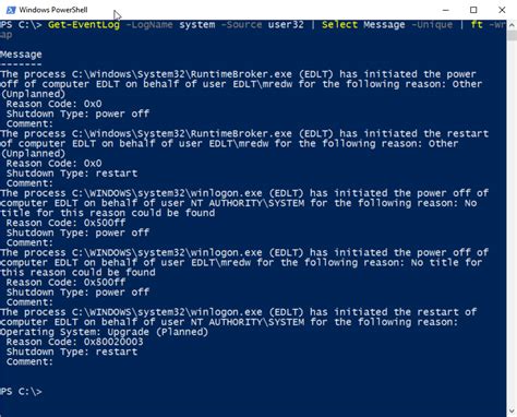 use powershell to parse event log for shutdown events scripting blog