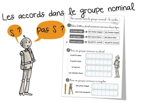grammaire les accords dans le groupe nominal bout de gomme