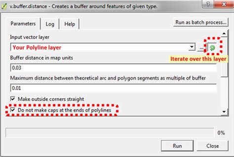 creating buffer based on polyline without line end caps and without