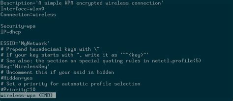 how to use netctl in arch linux to set up a network connection make