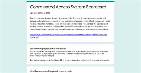 coordinated access system scorecard