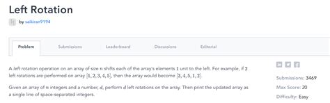 programming challenge hackerrank array left rotation using swift