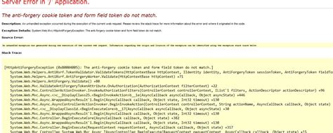 the anti forgery cookie token and form field