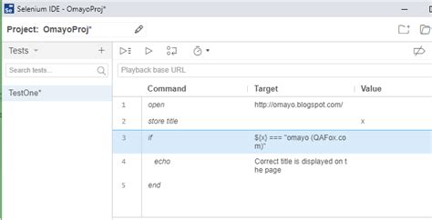 new selenium ide using ‘if and ‘end commands qafox