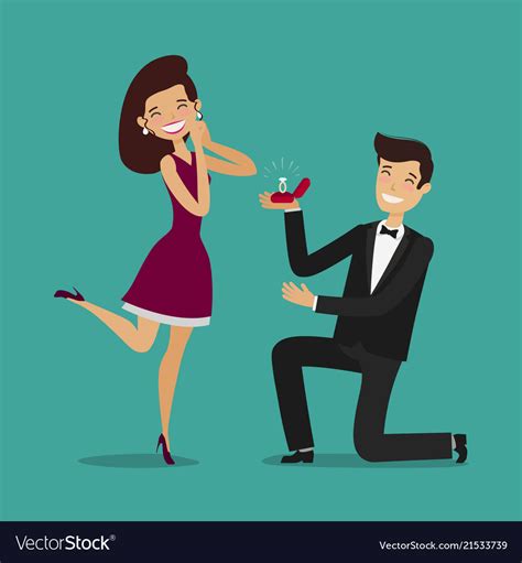 Man Proposes A Woman To Marry Wedding Marriage Vector Image