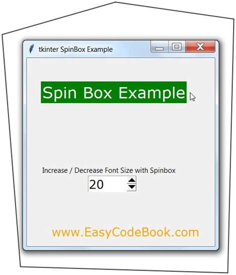 python 3 tkinter spinbox gui program example increase