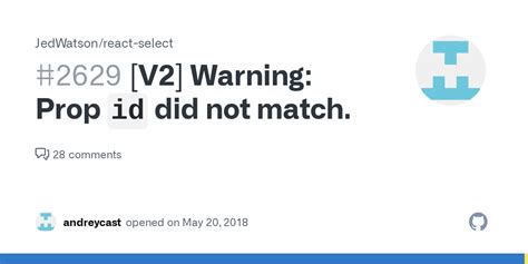 [v2] warning prop `id` did not match · issue 2629 · jedwatson react