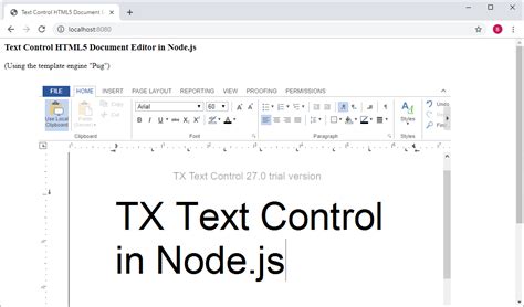 tx text control for node js tx text control server for asp