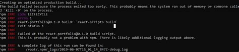 npm deploying react app on ubuntu 18 04 build failed because process