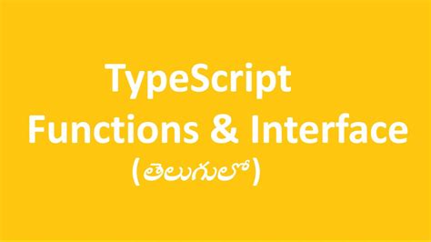 typescript functions and interface youtube