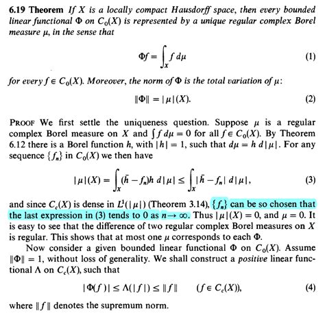 functional analysis questions in the proof of riesz representation