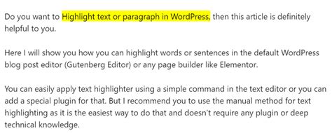 how to highlight text in wordpress without plugin key2blogging