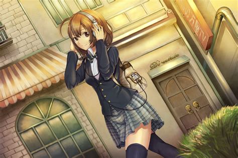 Wallpaper Anime Girls Short Hair Brunette Black Hair Brown Eyes