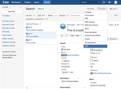 jira issues csv exporter plugin atlassian marketplace