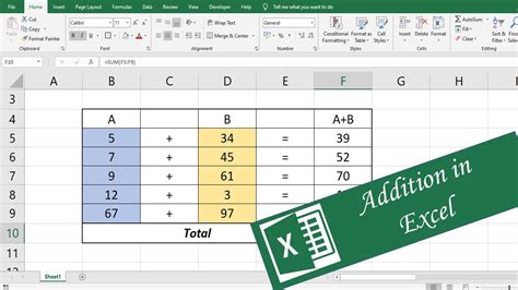 how to do addition in microsoft excel sum in excel hindi youtube