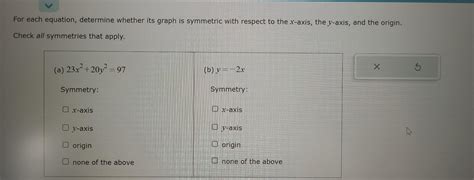 Solved For Each Equation Determine Whether Its Graph Is