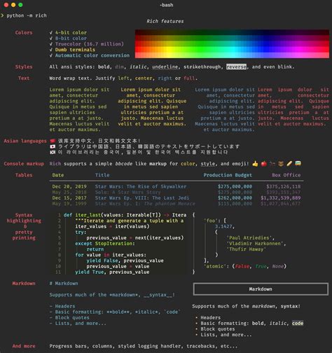 rich a new python library for rich text in the terminal also tables