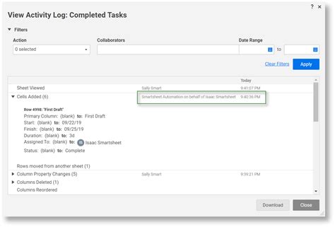 best practices for working with the move rows action smartsheet