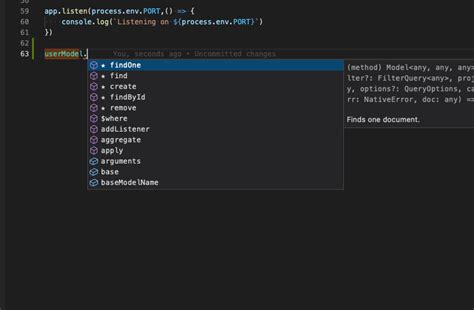 intellisense autocomplete fails for mongoose objects nodejs · issue