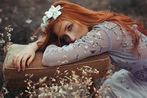 Blue Eyes Redhead Woman Long Hair Model Girl Wallpaper