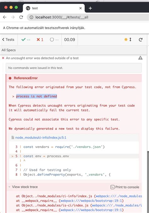reactjs cypress process is not defined stack overflow