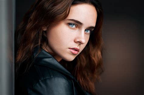 Wallpaper Face Women Model Eyes Long Hair Singer Leather