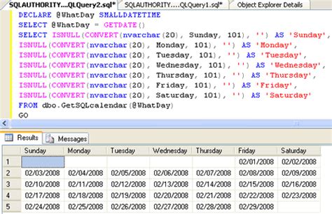 sql server udf to return a calendar for any date for any year sql