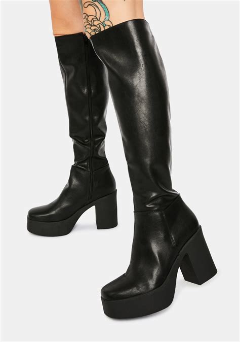 Lamoda Slick Nicks Knee High Platform Boots Dolls Kill