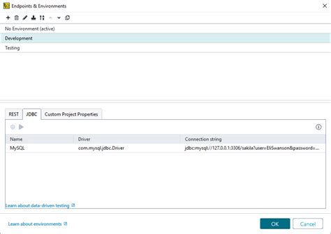 jdbc connections tab readyapi documentation