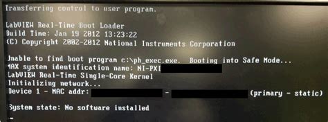 unable to find boot program ph exec exe in real time target ni