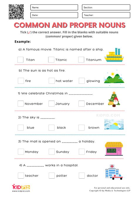 Common Vs Proper Nouns Worksheet