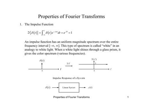 Properties Of Fourier Transforms