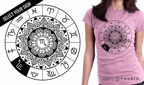 Zodiac Sign Mandala Wheel T Shirt Design Vector Download