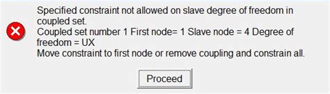 what is the meaning of specified constraint not allowed on slave dof