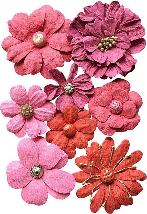 Creative Elements Handmade Paper Symphony Flowers X8 Pink Bol