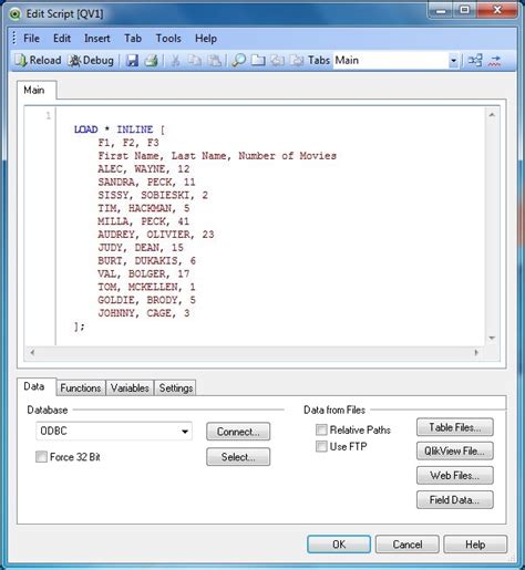 qlikview inline data