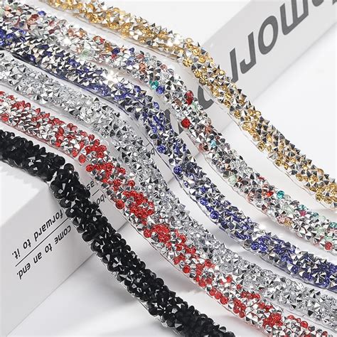 1yard Rhinestone Ribbon Hot Fix Adhesive Sewing Trim Resin Flatback