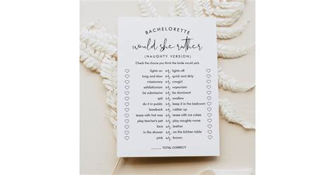 Stella Would She Rather Naughty Bachelorette Game Invitation Zazzle