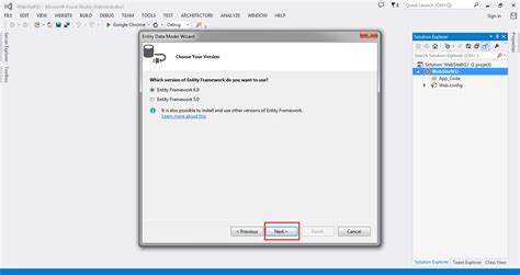 how to set up entity framework project or website