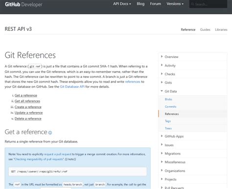 github git references api overview sdk documentation and alternatives